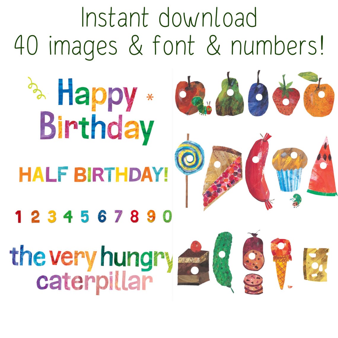 The Very Hungry Caterpillar Image Bundle / Clipart Story Book / Sticker ...
