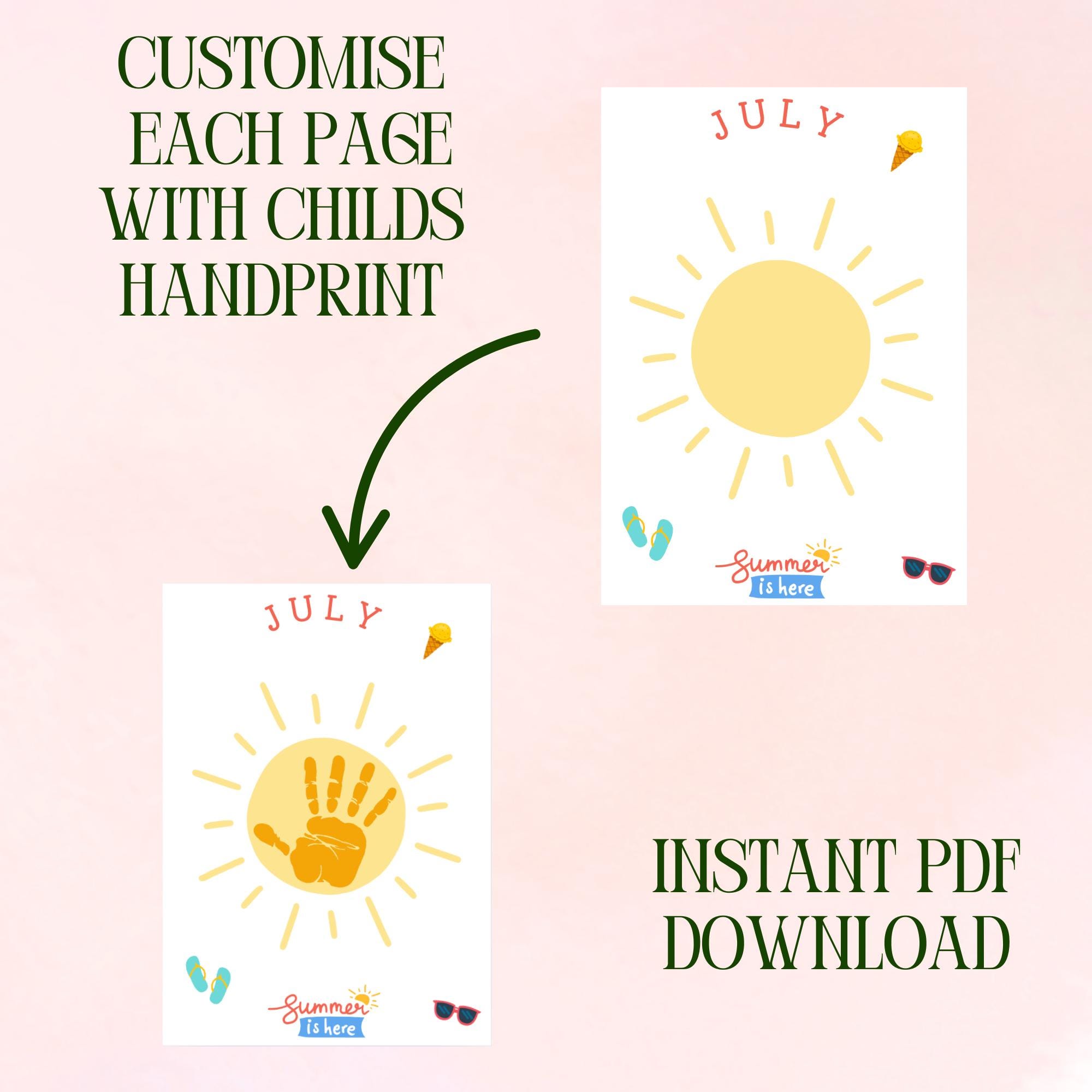 Kids Memory Book With Handprint Art UK | Printable 12 Month Calendar ...