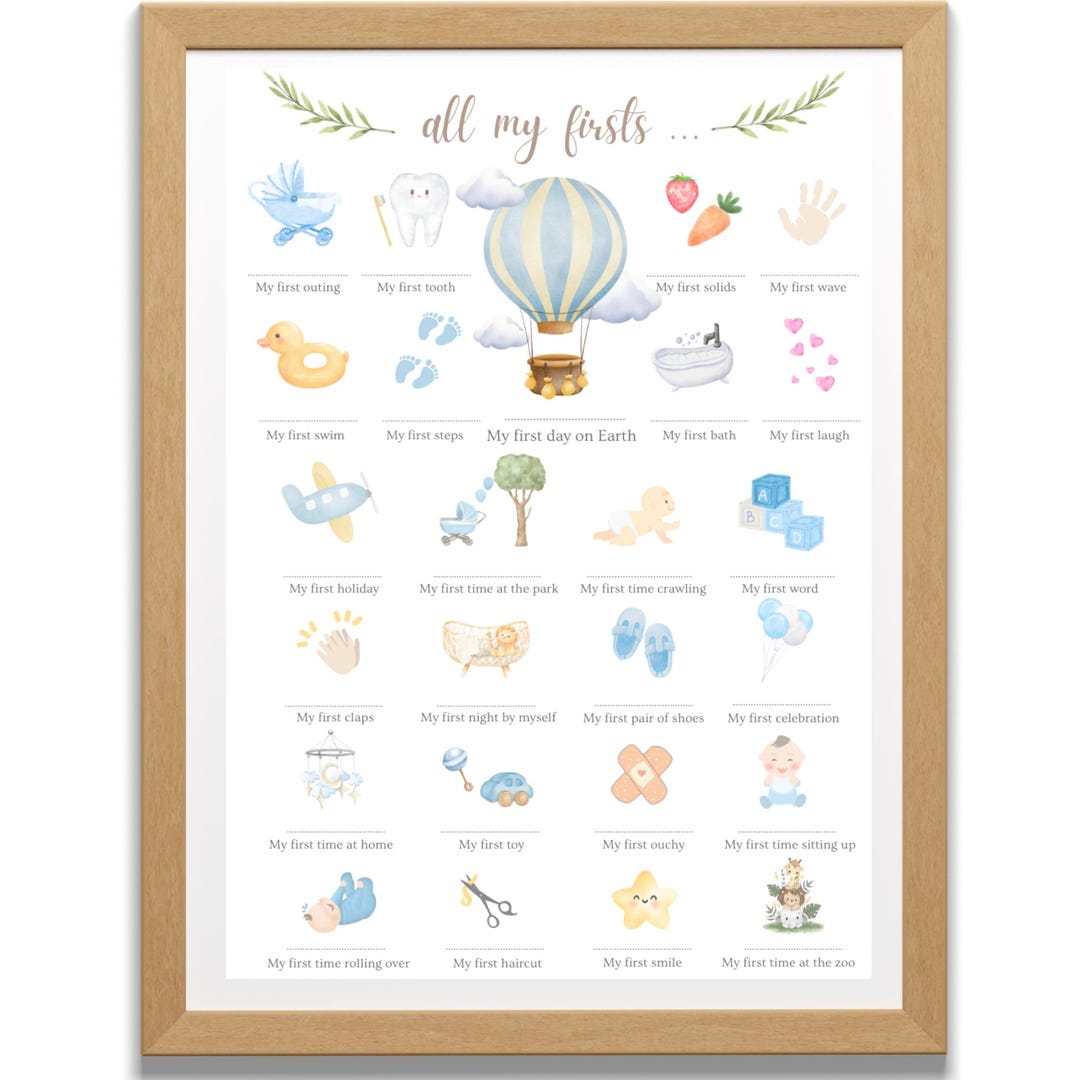 All My Firsts Baby Milestone Wall Art | Printable Keepsake Poster ...