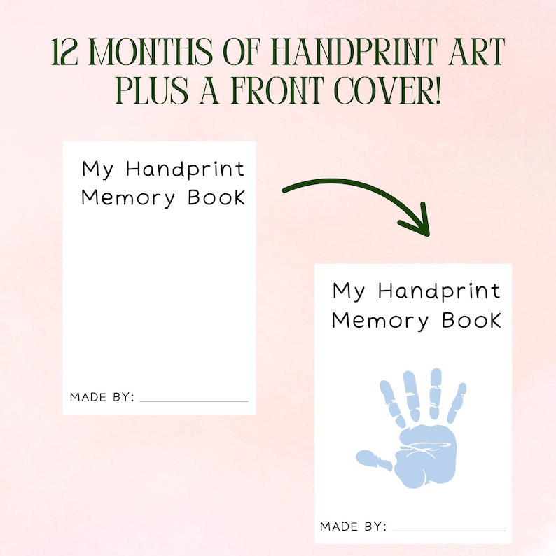 Kids Memory Book With Handprint Art USA | Printable 12 Month Calendar ...