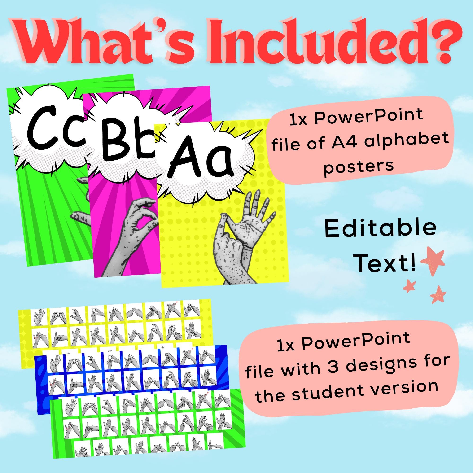 Editable Classroom AUSLAN Alphabet Posters - Pop Art - Printable ...
