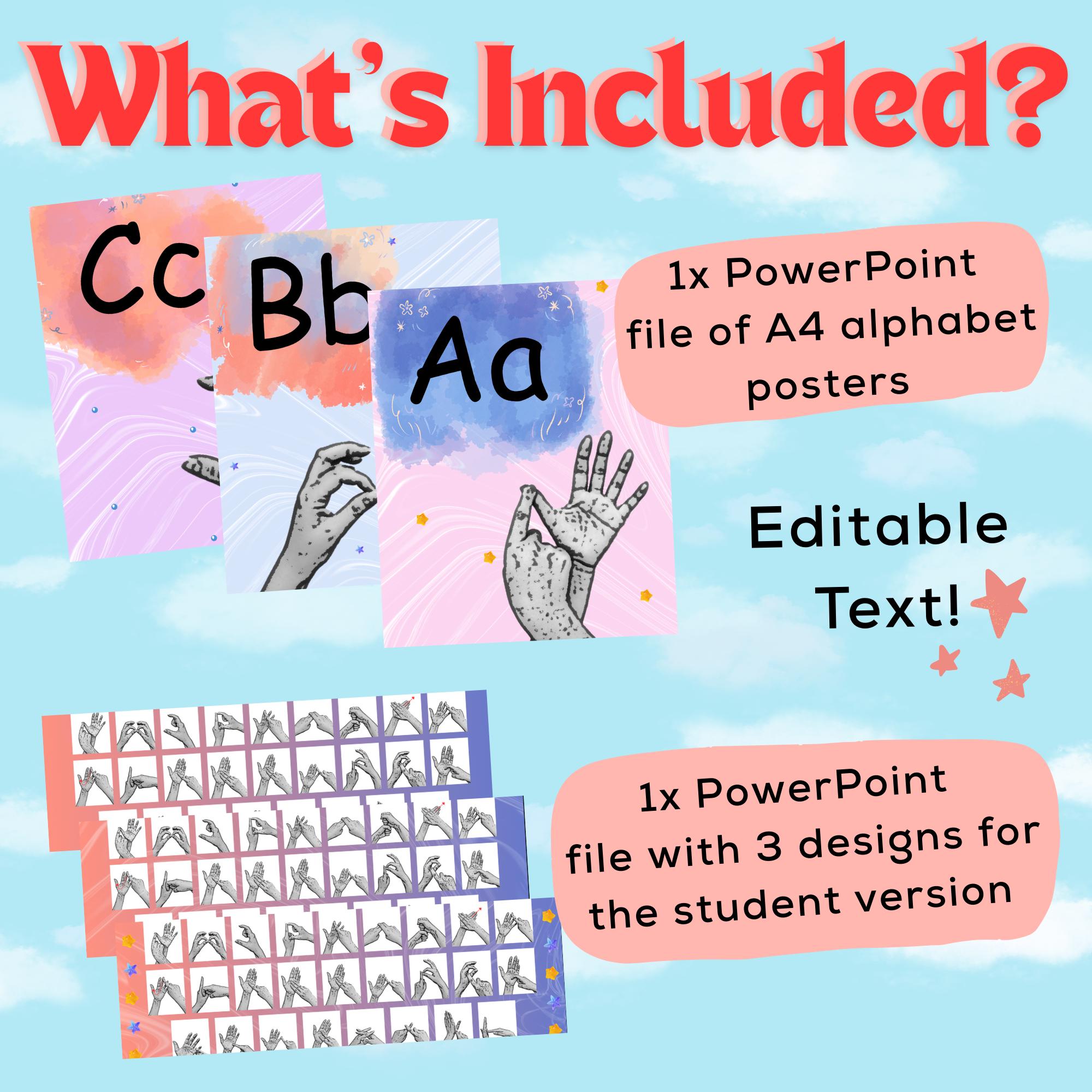 Editable Classroom AUSLAN Alphabet Posters - Ocean Pastels - Printable ...