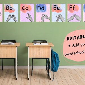 Editable Classroom AUSLAN Alphabet Posters - Ocean Pastels - Printable ...