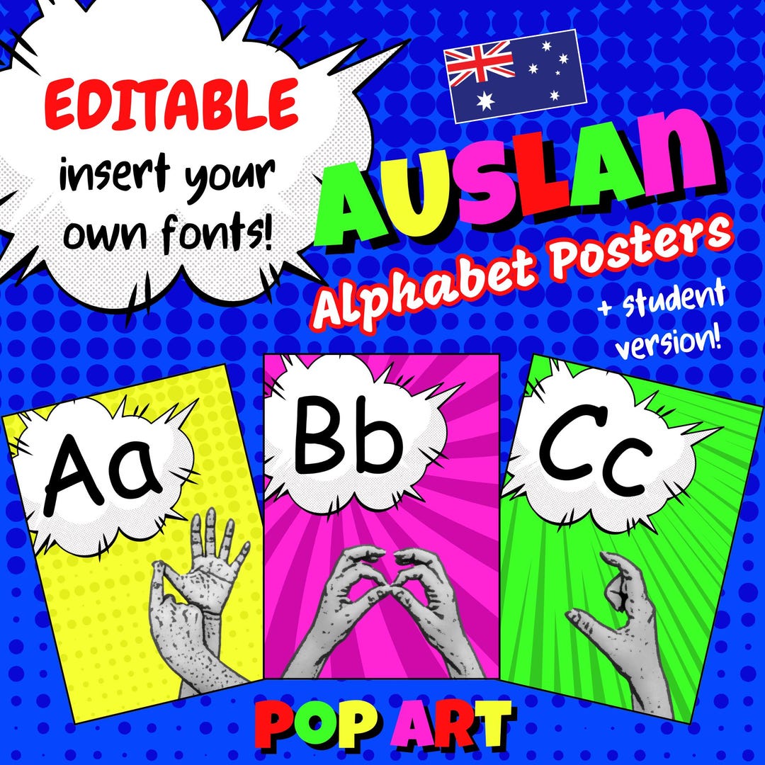 Editable Classroom AUSLAN Alphabet Posters - Pop Art - Printable ...