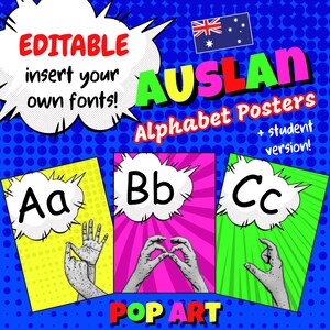 Editable Classroom AUSLAN Alphabet Posters - Pop Art - Printable ...