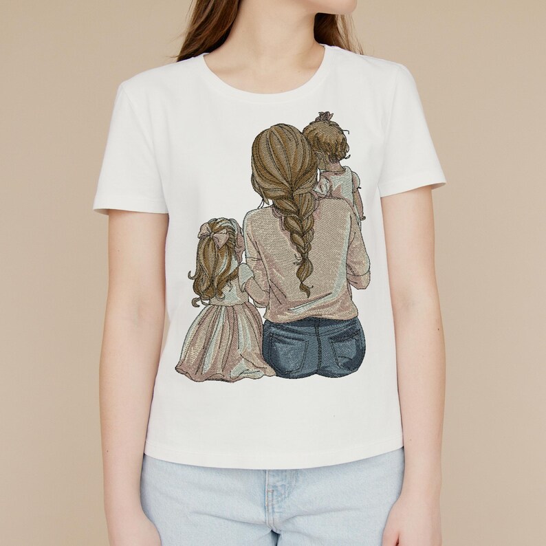 Mother and Daughter Embroidery Design, Mom Embroidery Design, Mothers ...