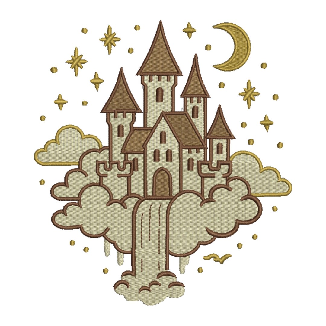 Castle Embroidery Design, Princess Castle Embroidery Design, Dreamy ...