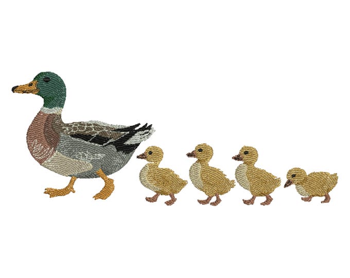 Duck Embroidery Design, Baby Duck Embroidery Design, Duck Family ...