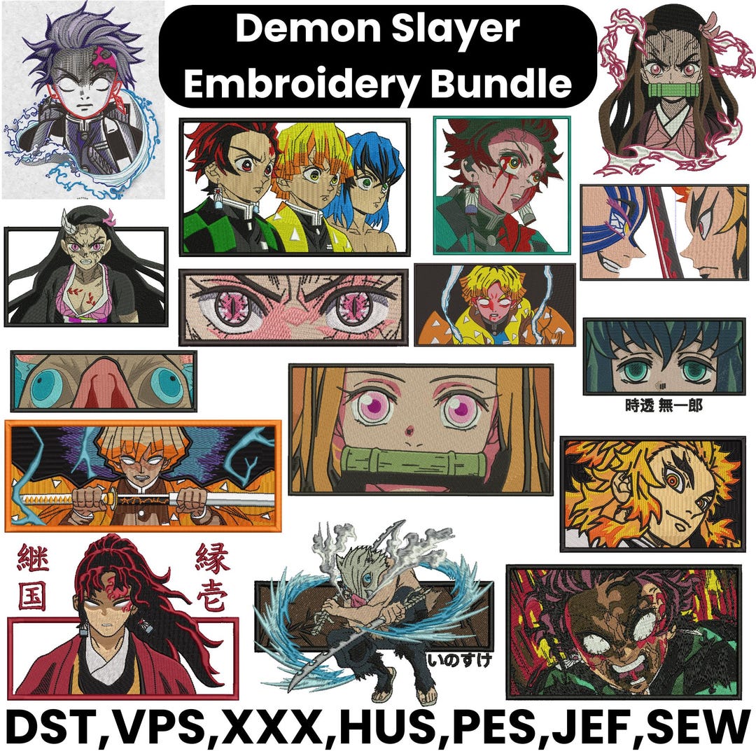 Anime Embroidery Design, Demon Slayer Embroidery, Mega Anime Embroidery ...