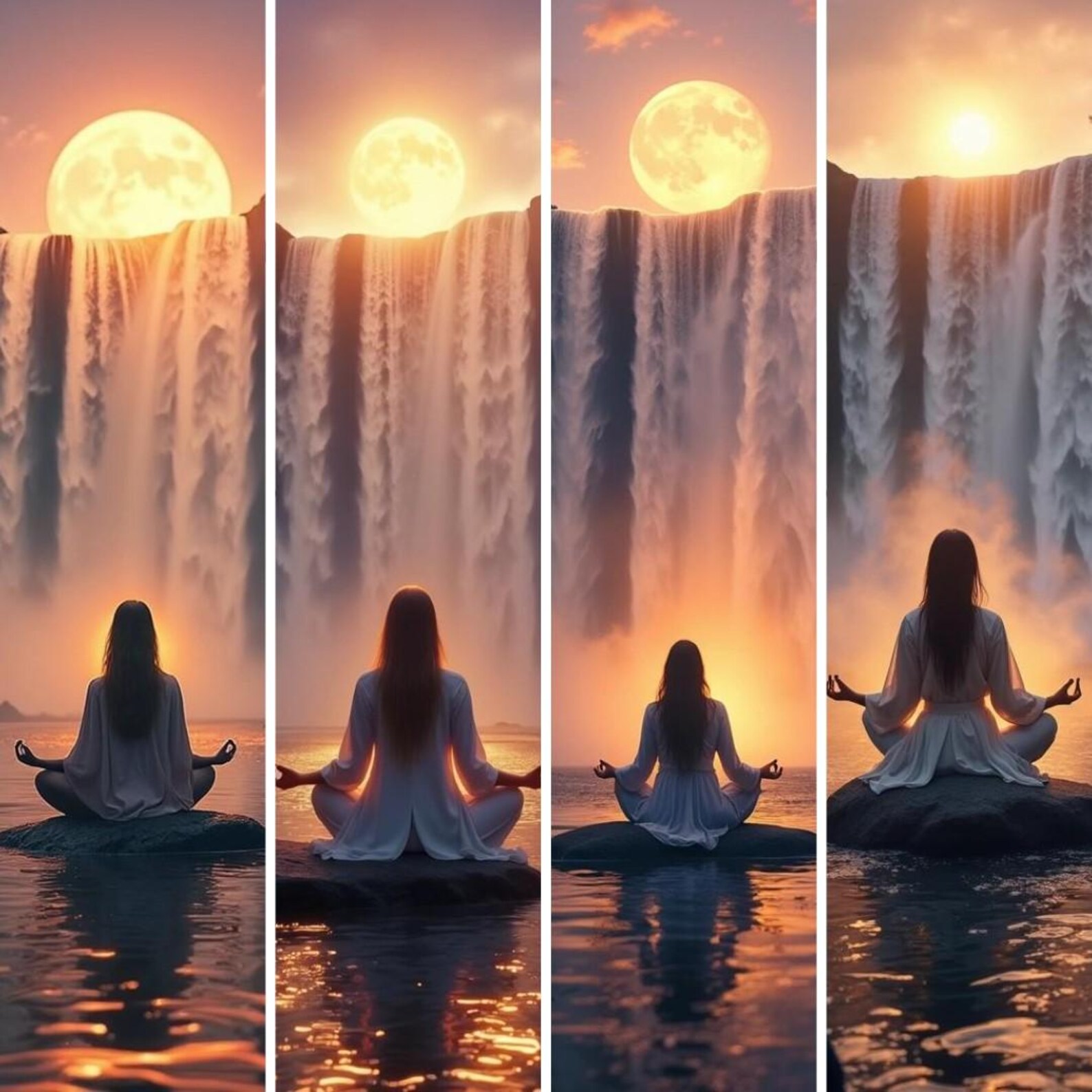 Waterfall Meditation Digital Art, Zen Wall Art, Spiritual Wall Print ...