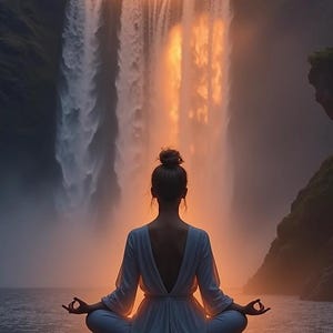 Waterfall Meditation Digital Art, Zen Wall Art, Spiritual Wall Print ...