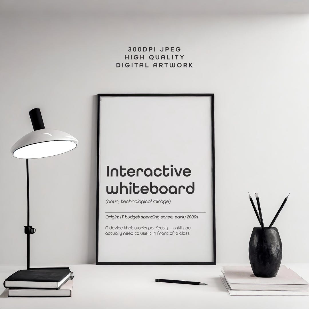Funny Teacher Definition Print, Interactive Whiteboard, Black and White ...