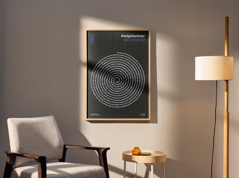 1980's Song Lyric Poster, Retro Art, Music, Songs, Vinyl Design, Spiral ...