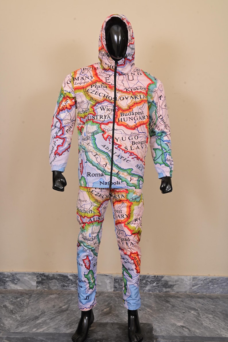 Y2K Europe Map Tracksuit Men – All Over Print Rave Festival Outfit ...