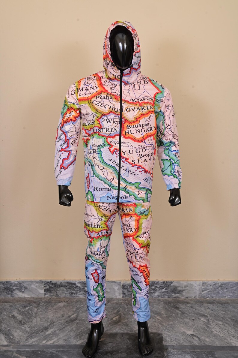 Y2K Europe Map Tracksuit Men – All Over Print Rave Festival Outfit ...
