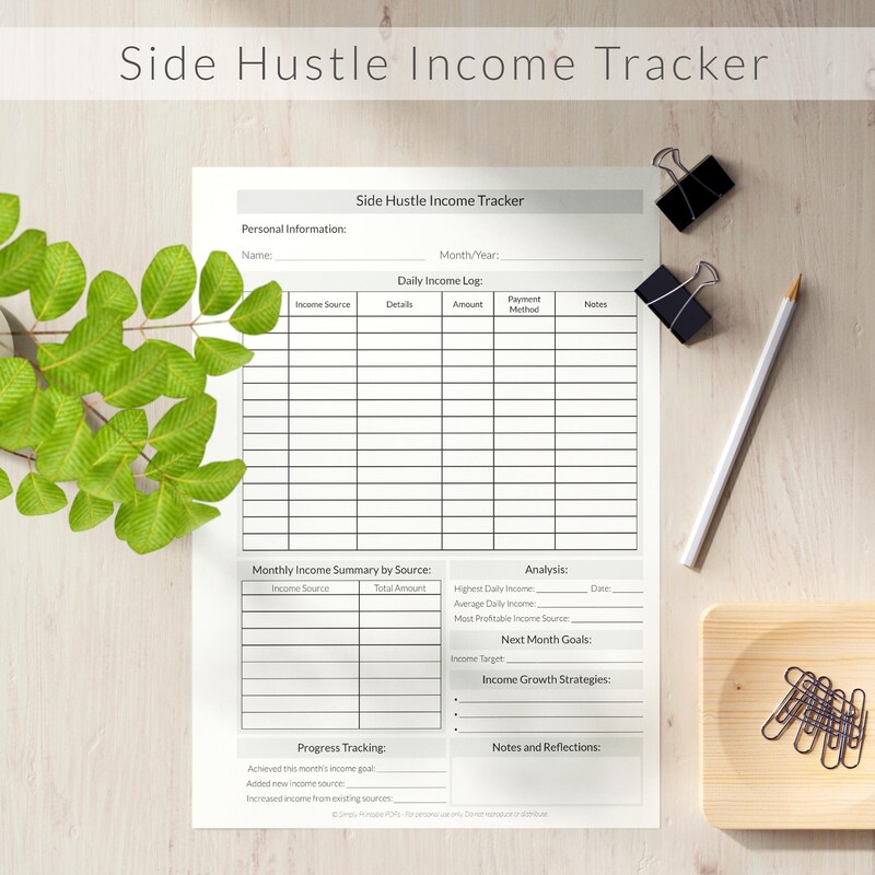 Income Tracker Printable - Etsy