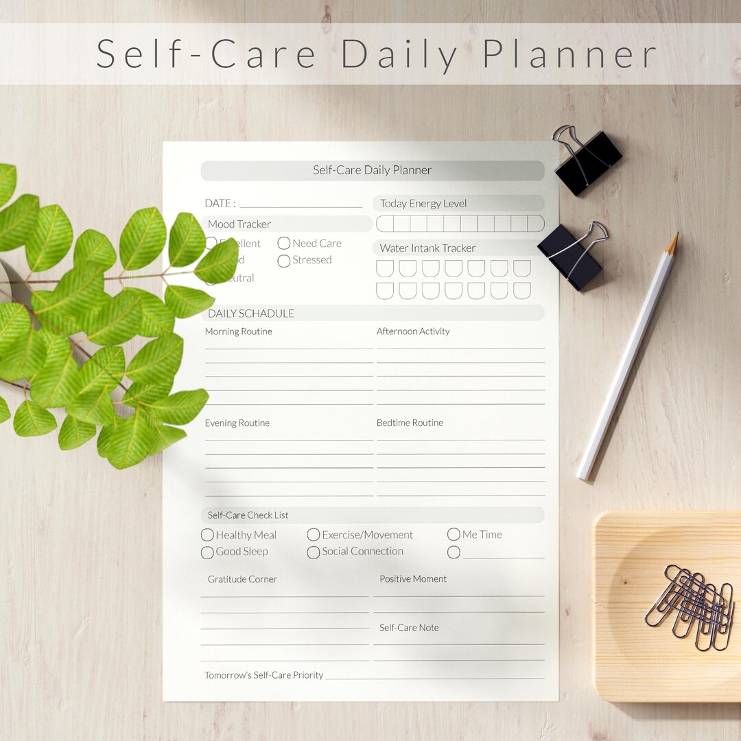 Self-care Daily Planner, Printable Daily Planner, Undated Planner ...