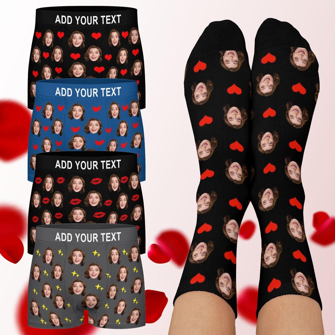 Custom Face Boxer Socks for Men, Custom Face Boxer, Personalized ...