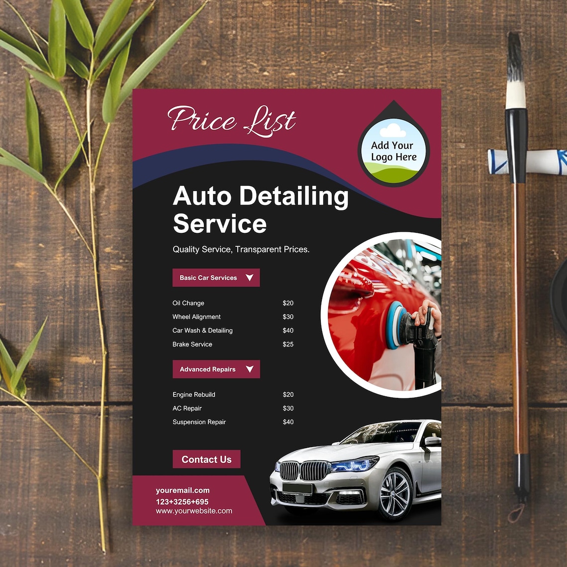 Price List, Auto Detailing, Car Service, Car Detailing, Canva Template ...