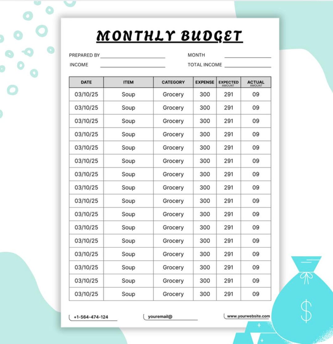 Monthly Budget Tracker, Trackers, Budget Sheet, Editable, Printable ...