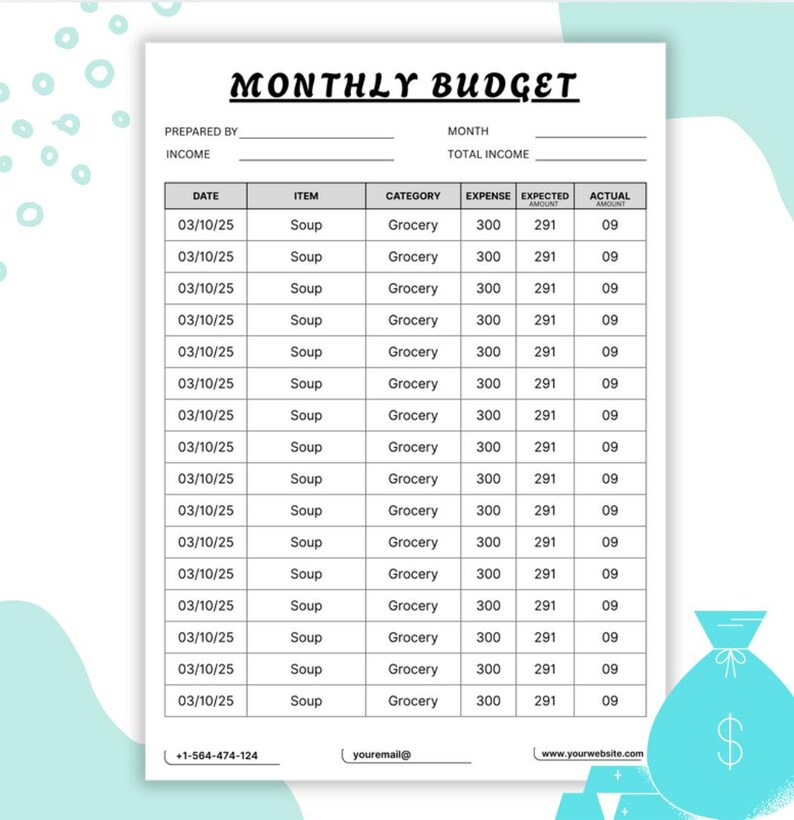 Monthly Budget Tracker, Trackers, Budget Sheet, Editable, Printable ...