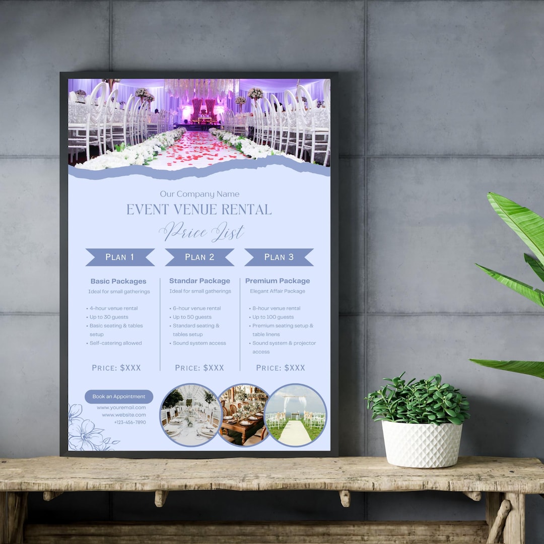 Event Venue, Price List, Wedding Venue, Rental Price List, Party Venue ...