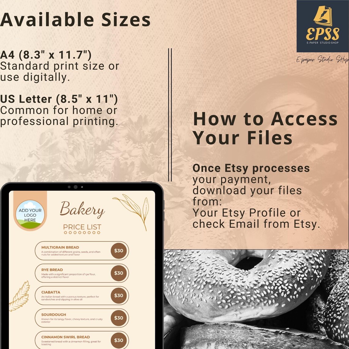 Bakery Price List, Price List, Editable Price List, Bakery Menu, Canva ...
