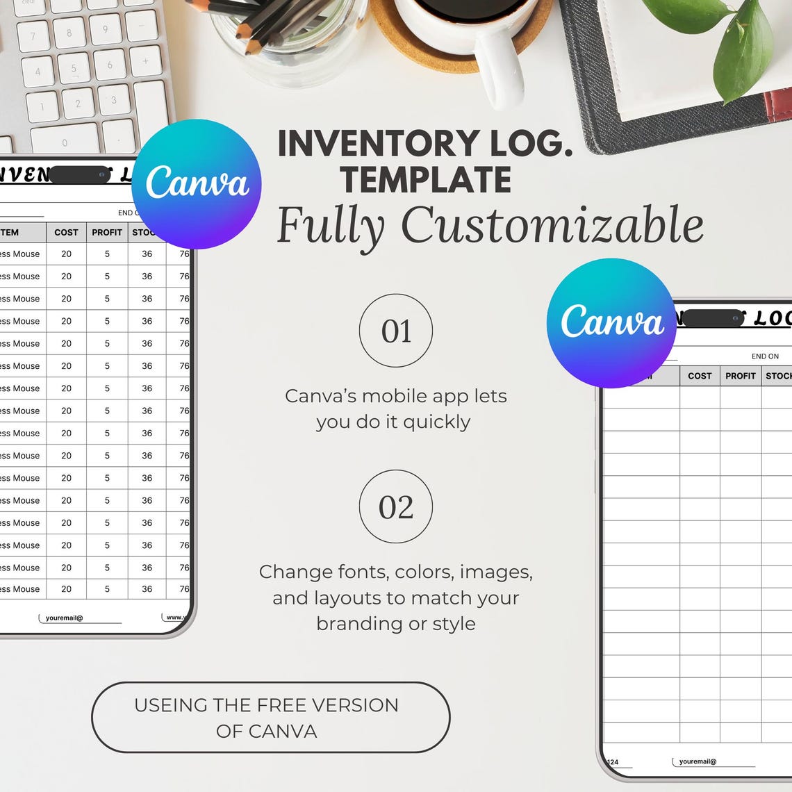 Inventory Log, Editable Inventory Tracker, Product Inventory Log, Small ...
