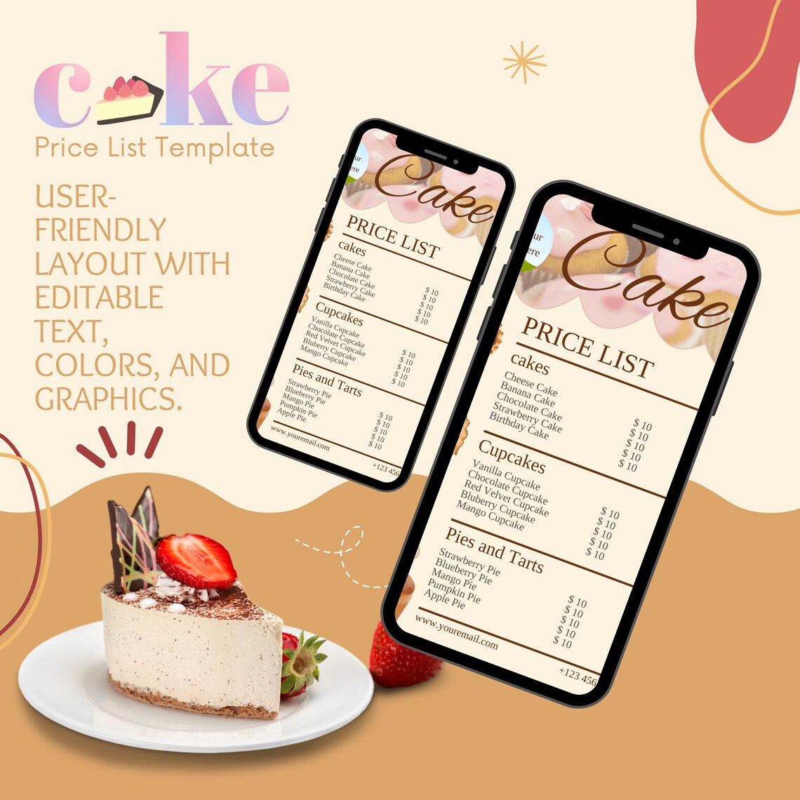 Cake Price List, Price List, Price List Template, Printable, Bakery ...