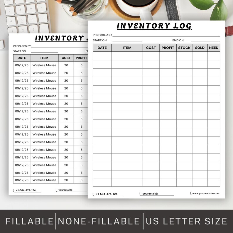Inventory Log, Editable Inventory Tracker, Product Inventory Log, Small ...