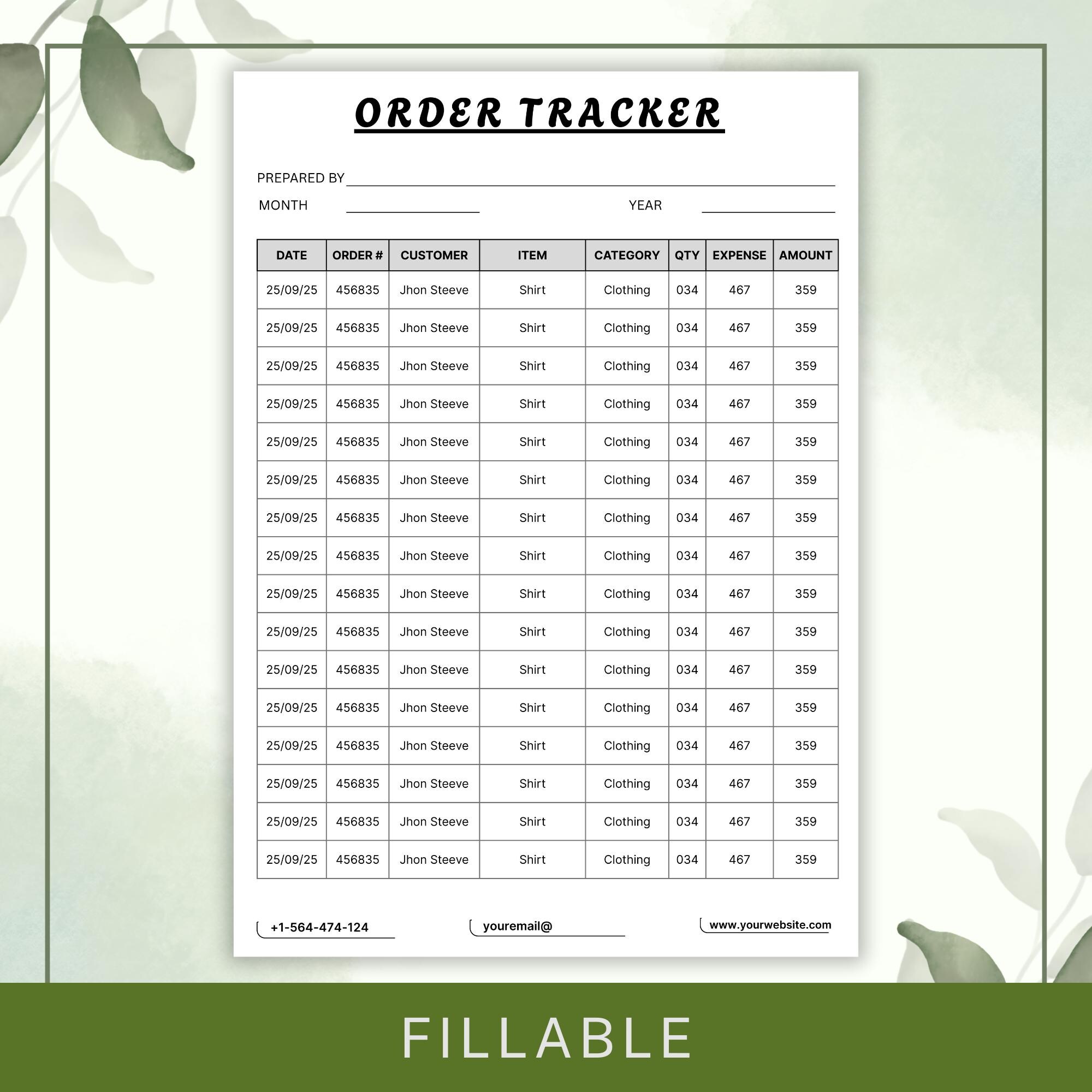Order Tracker, Trackers, Order Form, Customer Detail, Order Detail ...