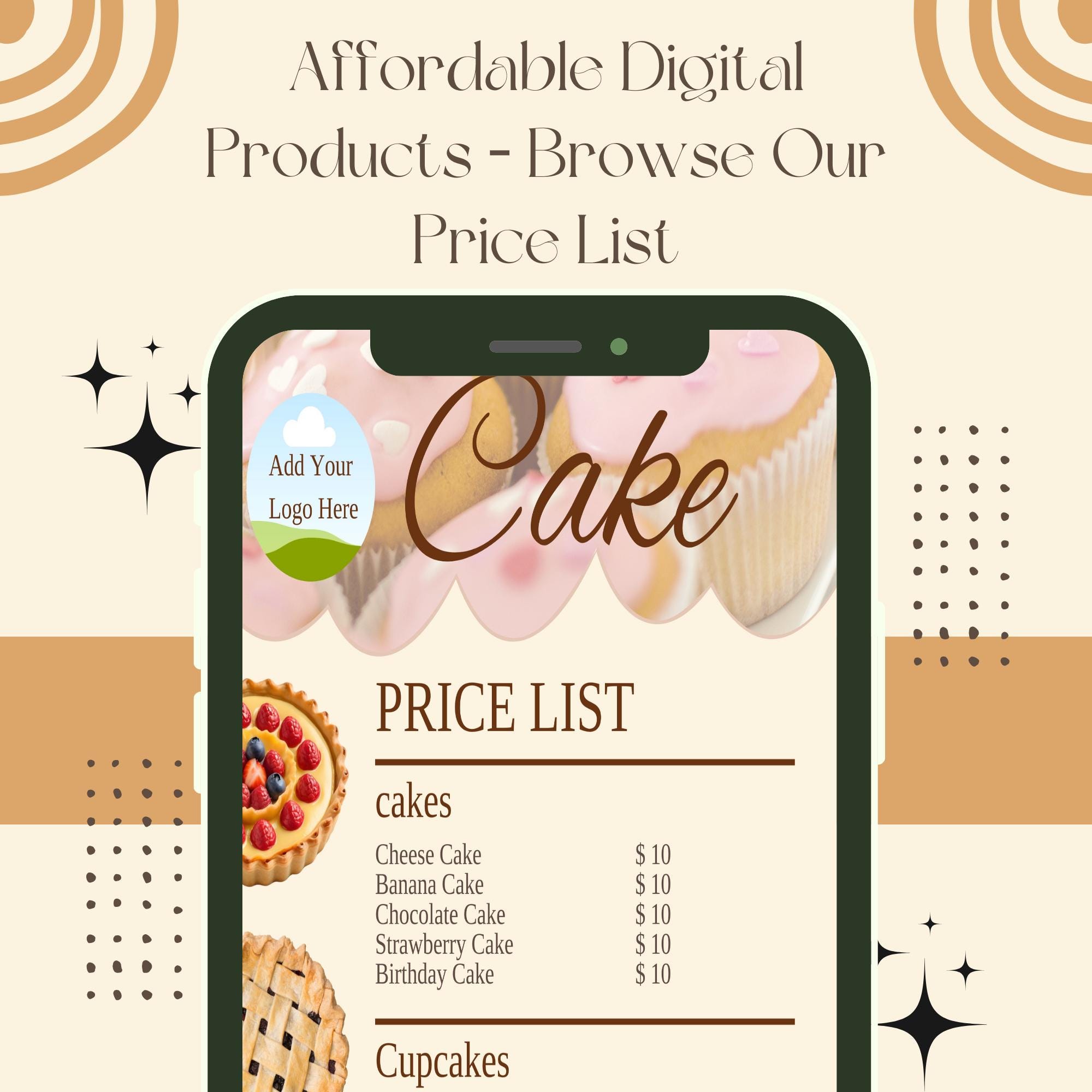 Cake Price List, Price List, Price List Template, Printable, Bakery ...