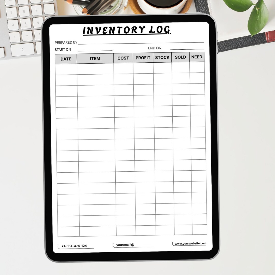 Inventory Log, Editable Inventory Tracker, Product Inventory Log, Small ...