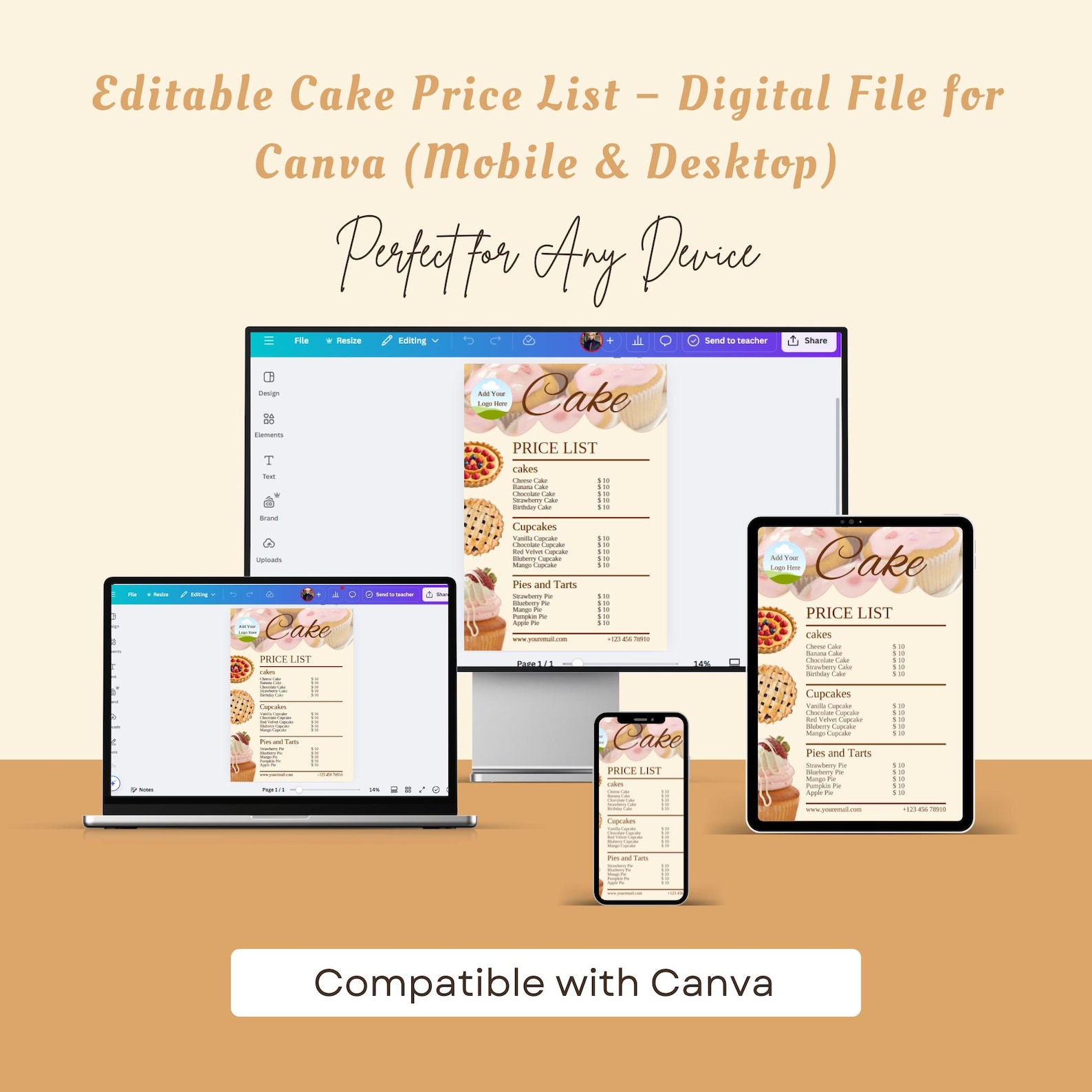 Cake Price List, Price List, Price List Template, Printable, Bakery ...