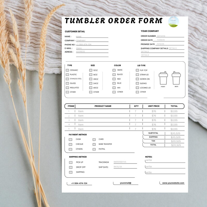 Cup Order Form - Etsy