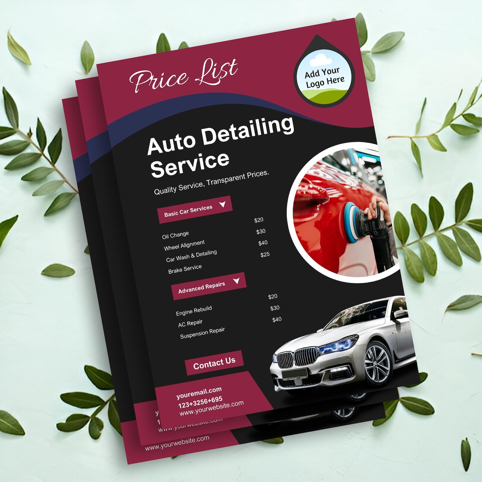 Price List, Auto Detailing, Car Service, Car Detailing, Canva Template ...