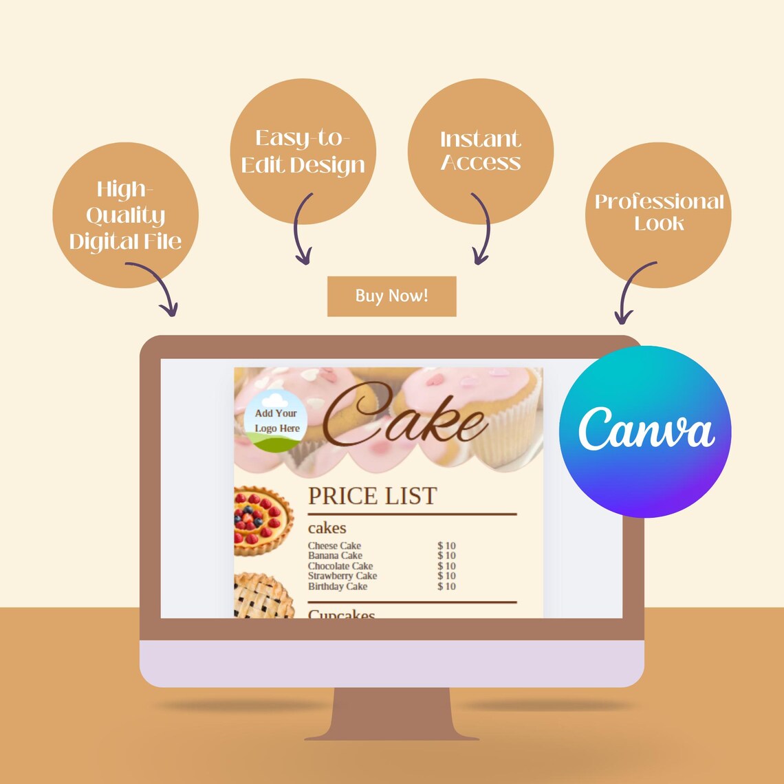 Cake Price List, Price List, Price List Template, Printable, Bakery ...