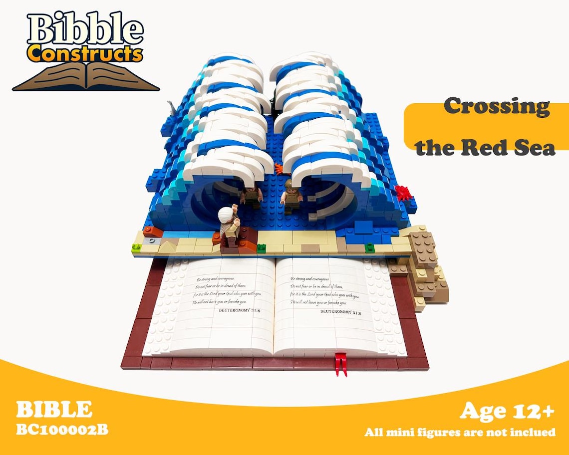 Bible Brick Set - BC100002B Crossing the Red Sea (1364pcs), LED Bible Scene, Christian Home ...