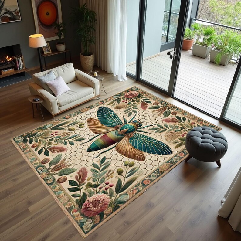 Cicada Rug, Whimsical Rug, Weirdcore Room Decor, Designer Rug ...