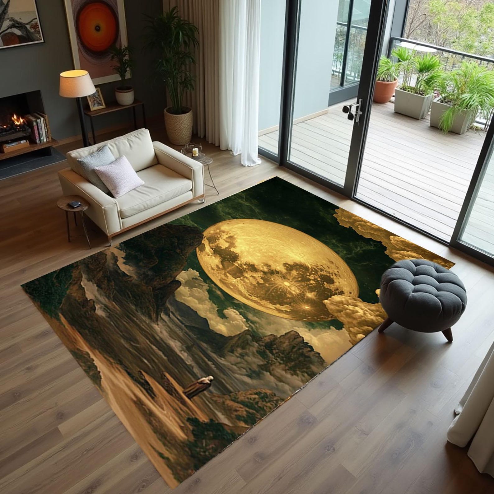 Moon Themed Rug, View Rug, Pattern Rug, Luxury Rug, Colorful Design Rug ...
