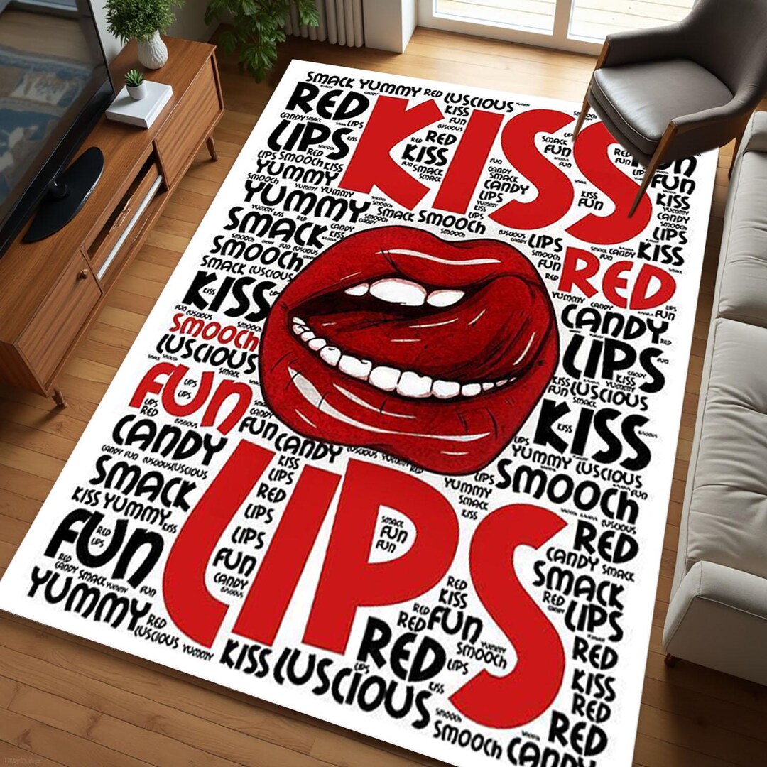 Kiss Lips Rug, Artwork Rug, Luxury Rug, Saloon Rug, Non Slip Rug ...