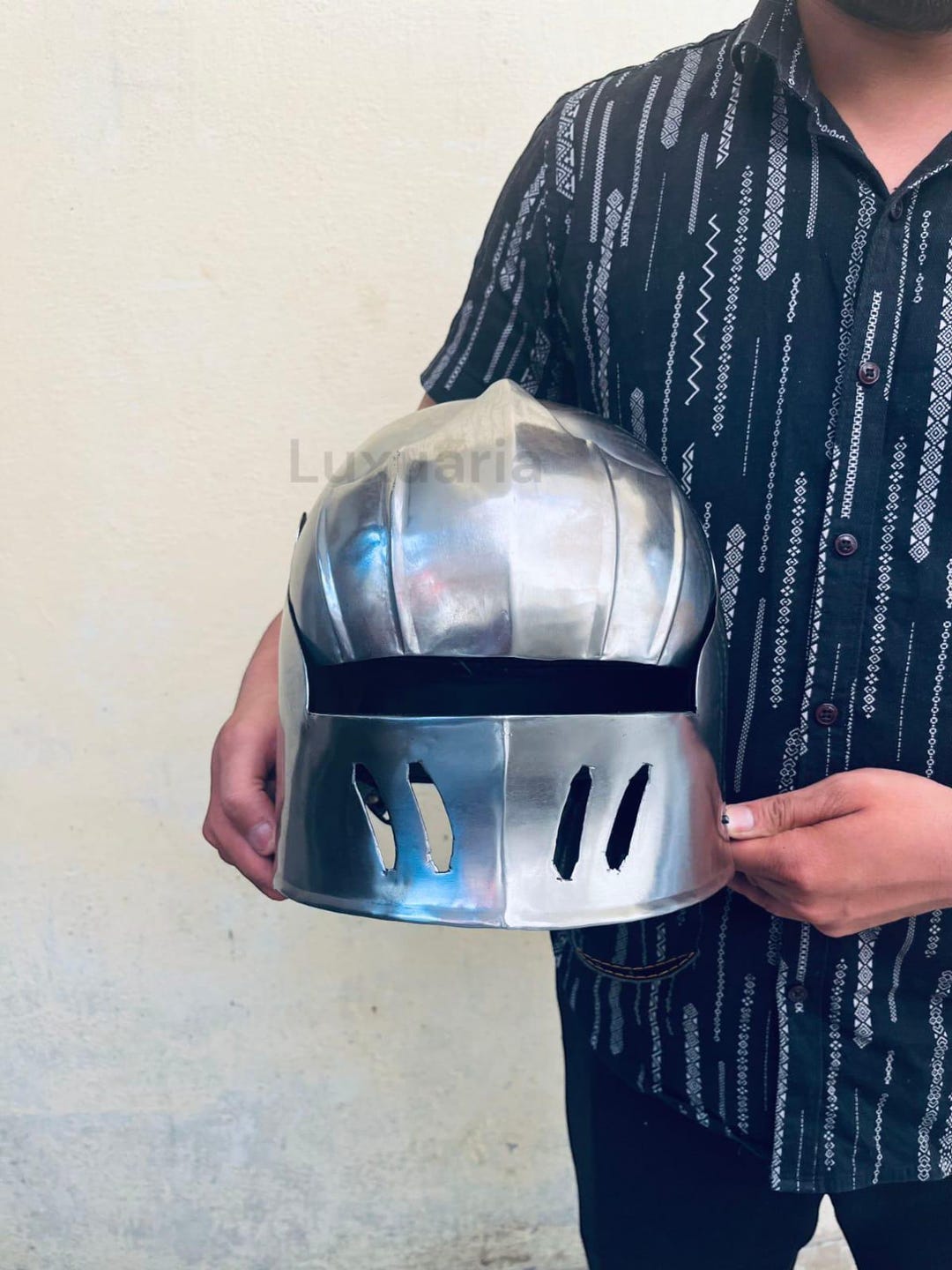 Gothic Silver Helmet – Handmade Medieval Knight Helmet for Cosplay ...