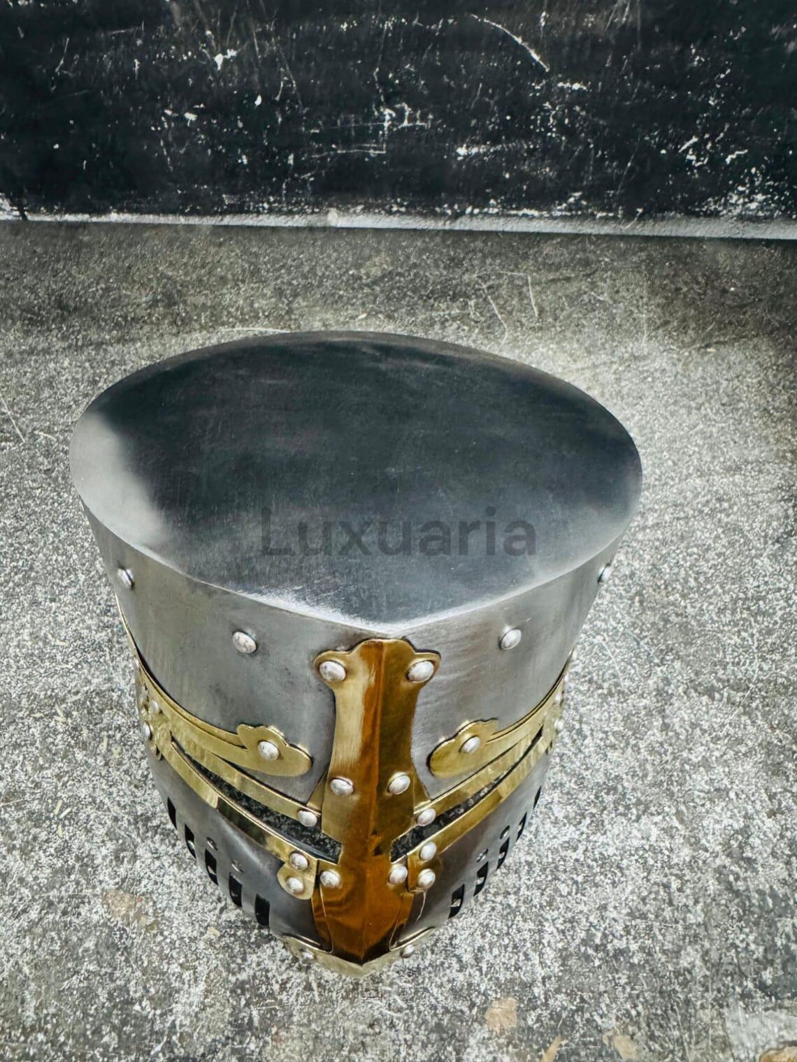 Medieval Crusader Helmet With Cross Hand Forged 18 Ga Steel Templar ...