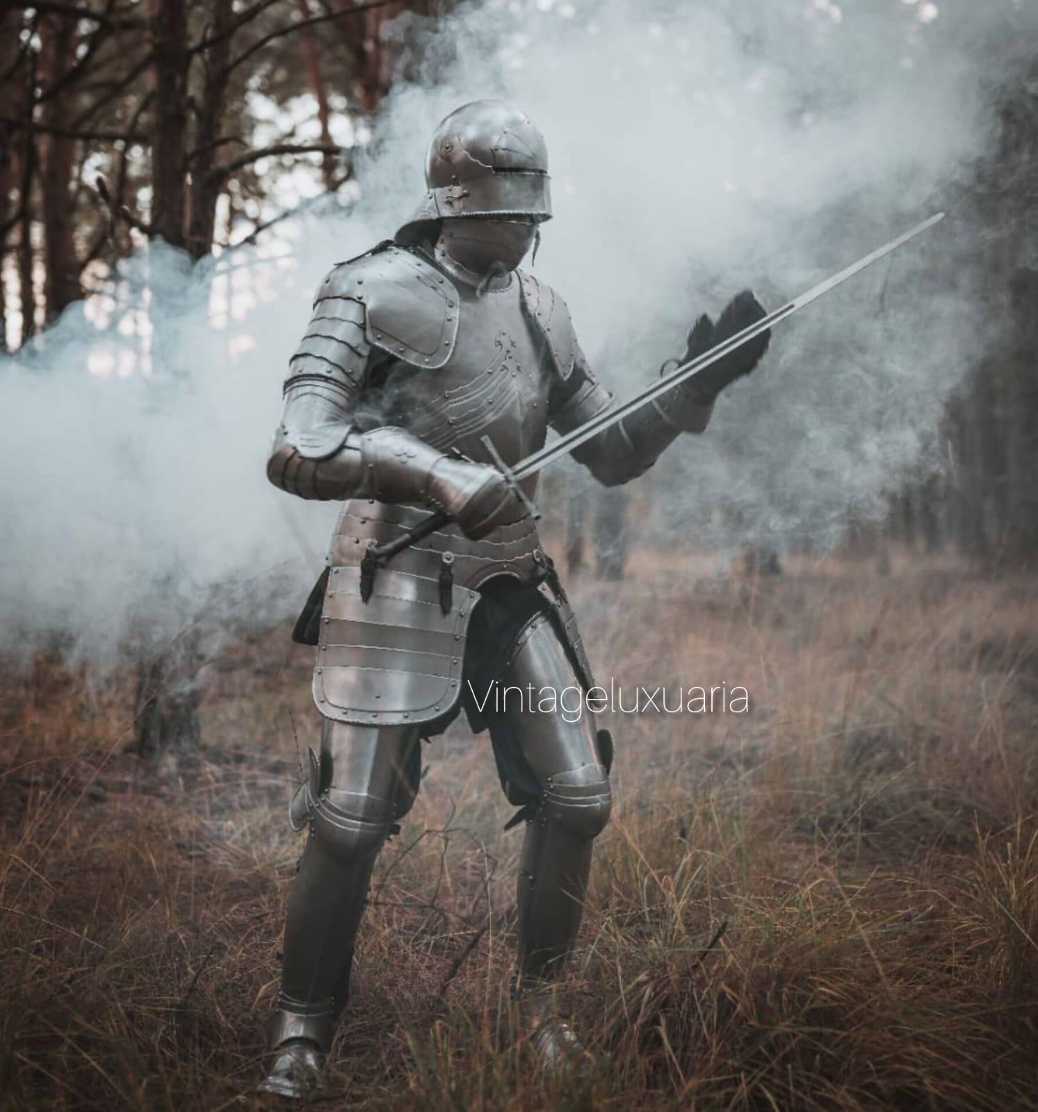 Medieval German Gothic Full Plate Armor Suit | Handcrafted Steel Battle ...
