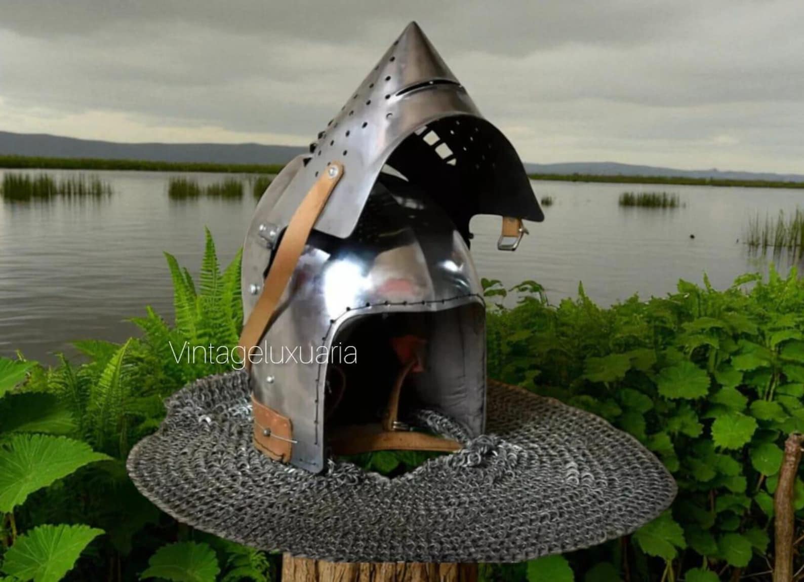 Medieval Bascinet Knight Helmet With Houndskull Visor – Handmade Steel ...