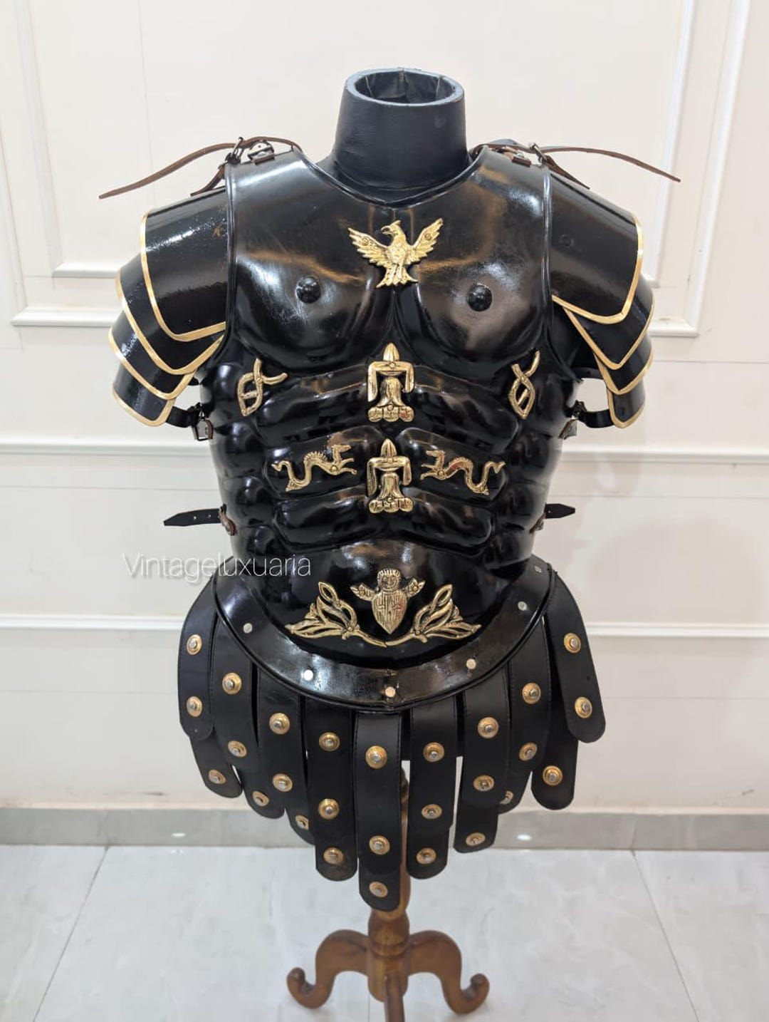 Roman Black Muscle Armor Medieval Greek - Gladiator Muscle Armor Cuiras ...