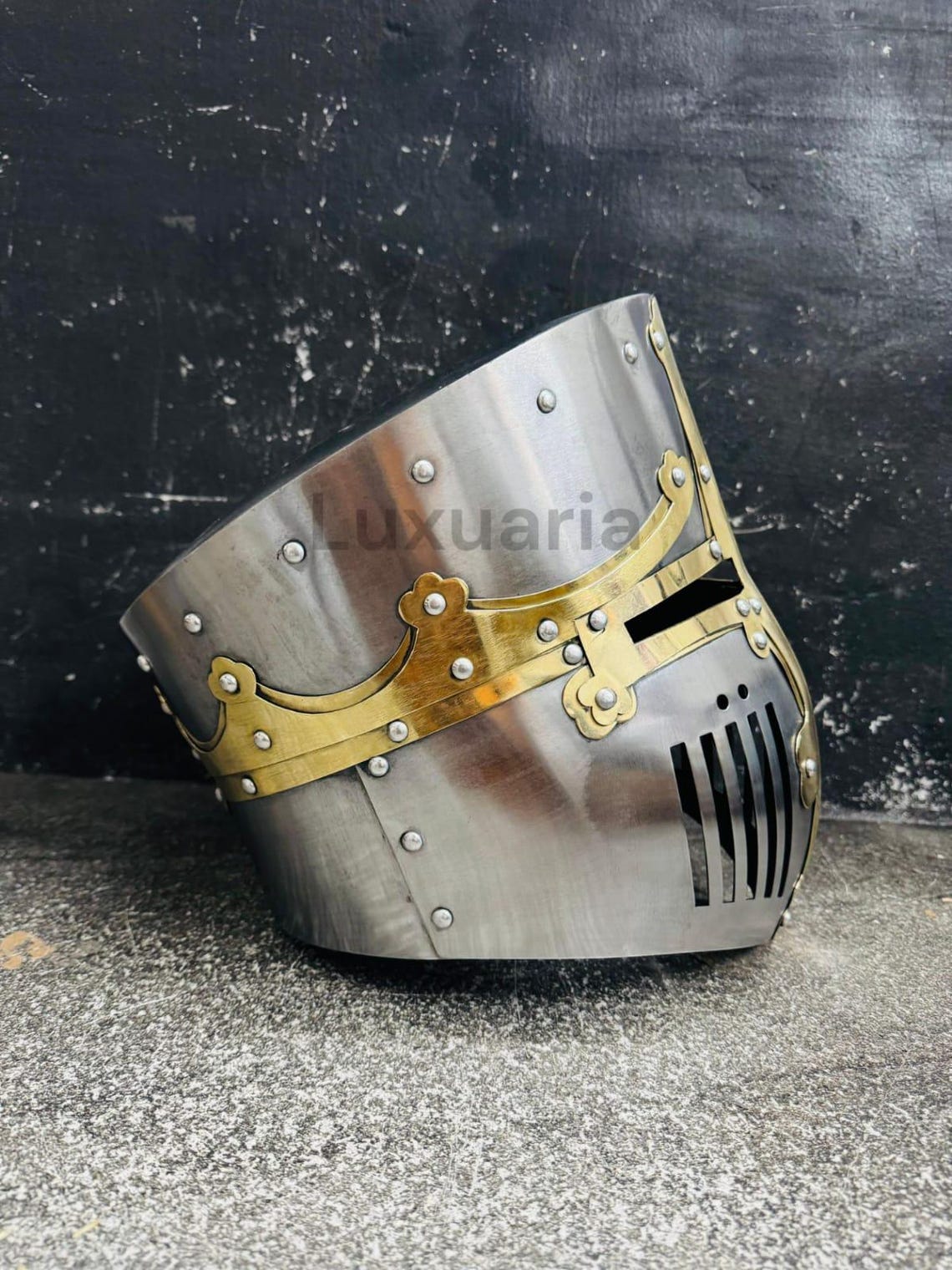 Medieval Crusader Helmet With Cross Hand Forged 18 Ga Steel Templar ...