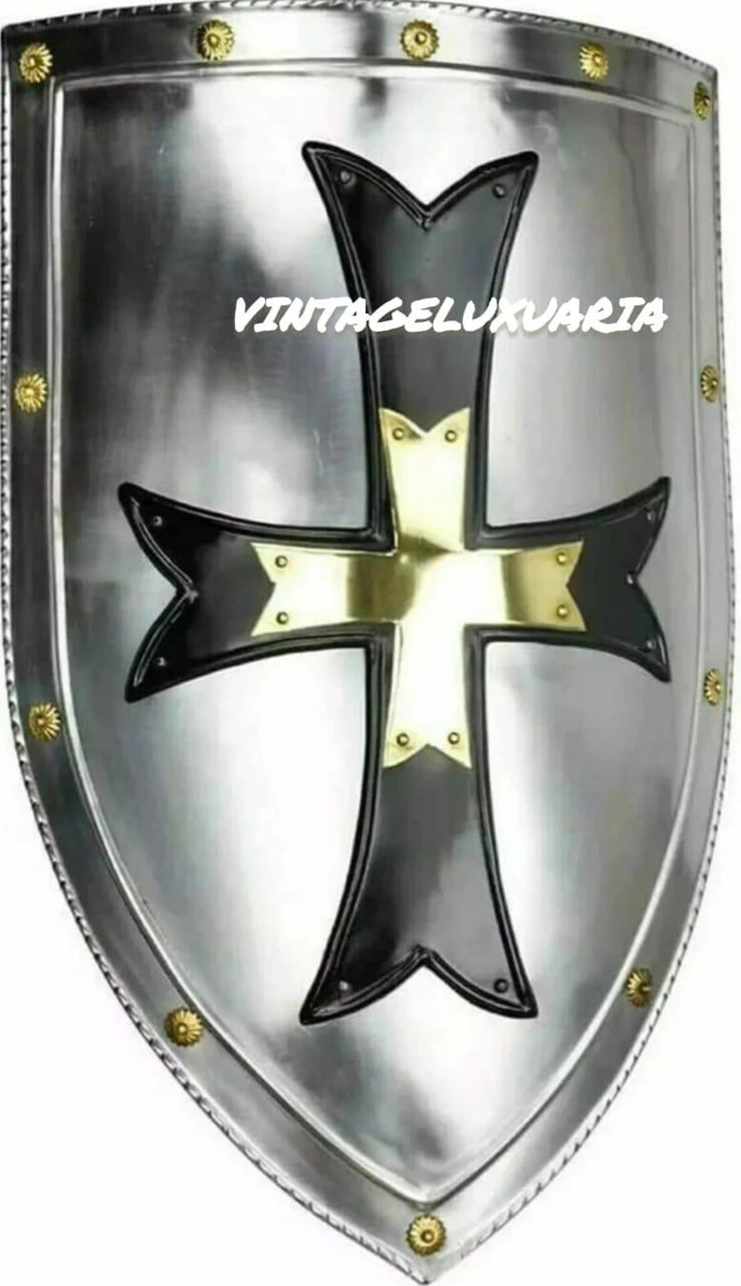 Medieval Knight Templar Shield Steel & Brass Crusader Viking Shield ...