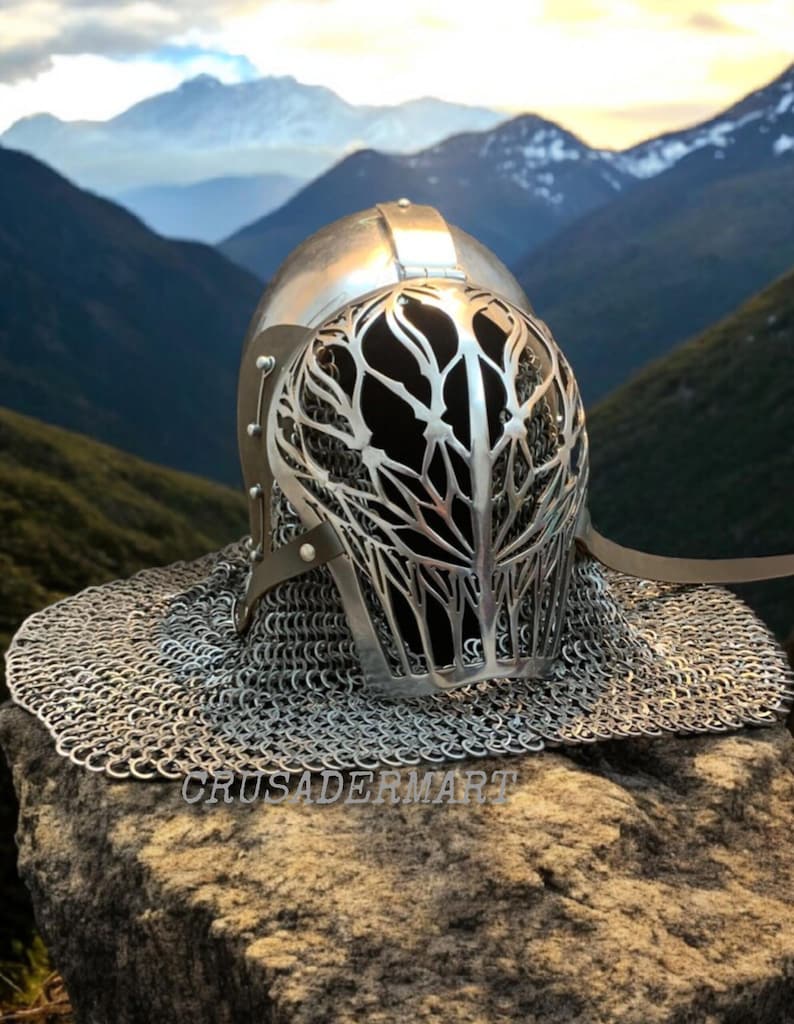 Medieval Bascinet Helmet Combat Klappvisor Knight Helmet With Chainmail ...