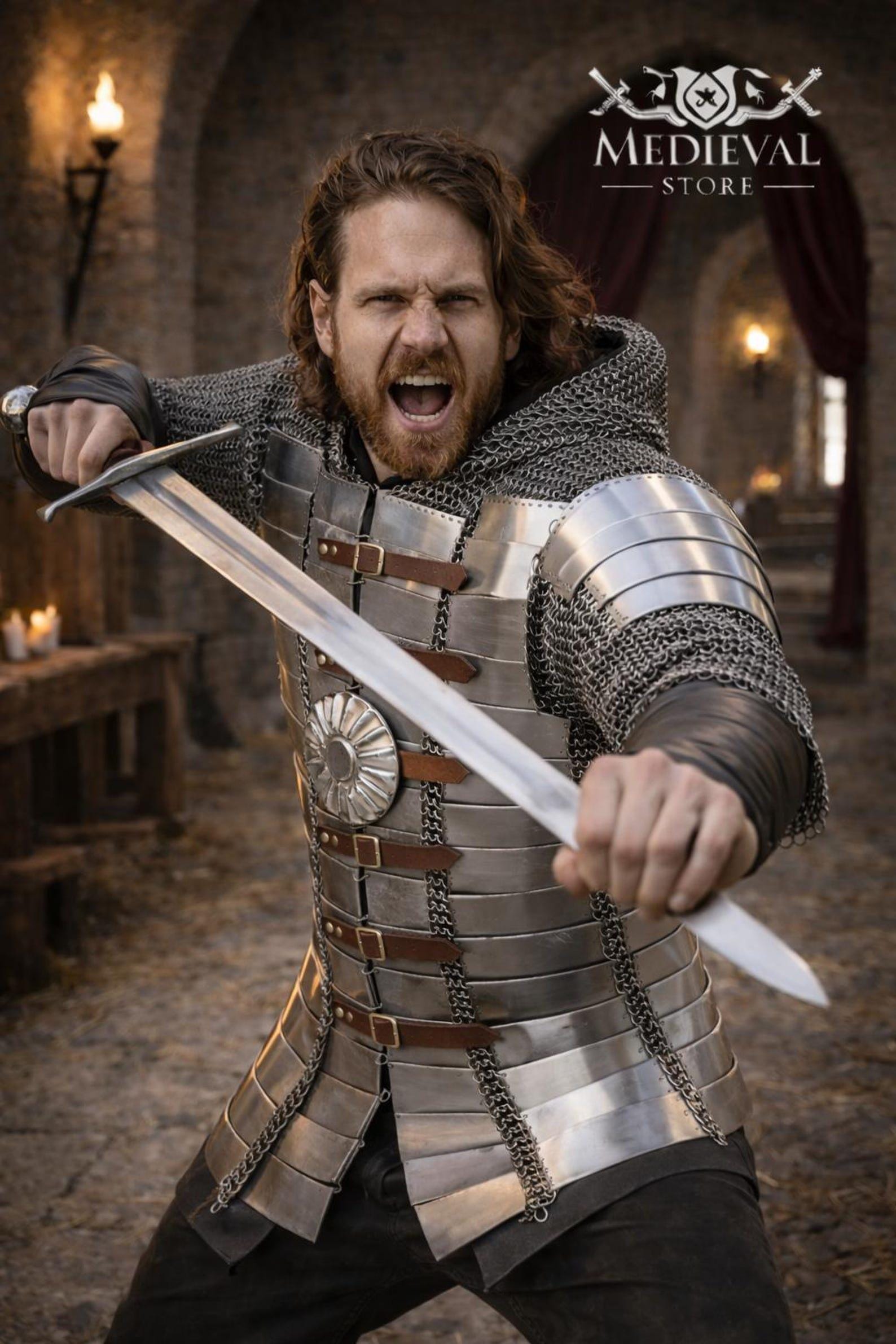 Medieval Lamellar Armor With Chainmail Sleeves | Viking / Knight ...